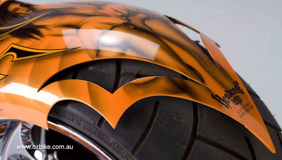 Orange custom motorcycle