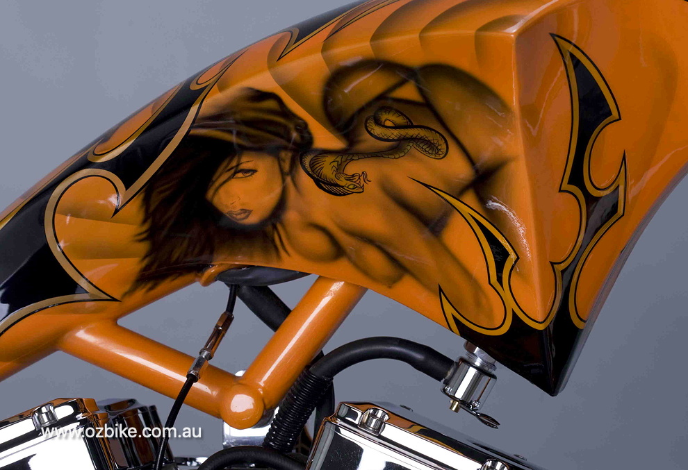 Orange custom motorcycle