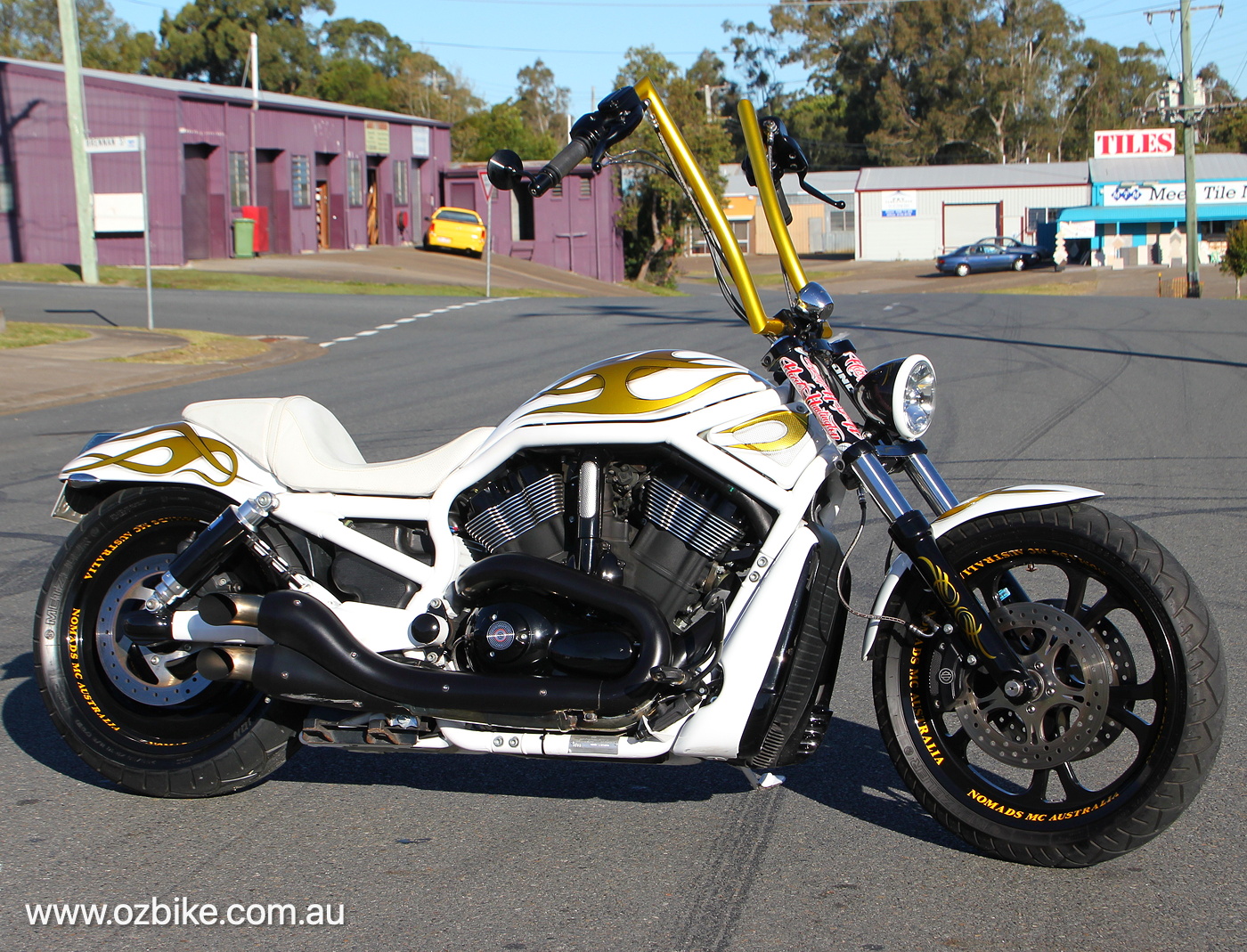 Smokin’ White Harley-Davidson V-Rod Motorcycle